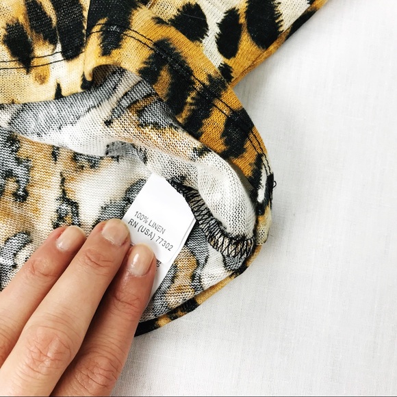 Zara | Tops | Zara Leopard Print Linen Long Sleeve Top | Poshmark